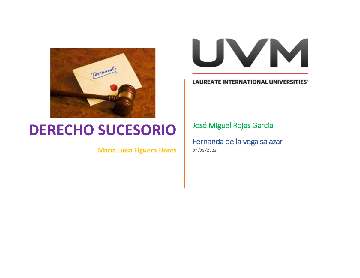 A 1Equipo - actividad 1 derecho sucesorio - DERECHO SUCESORIO María Luisa Elguera Flores José ...