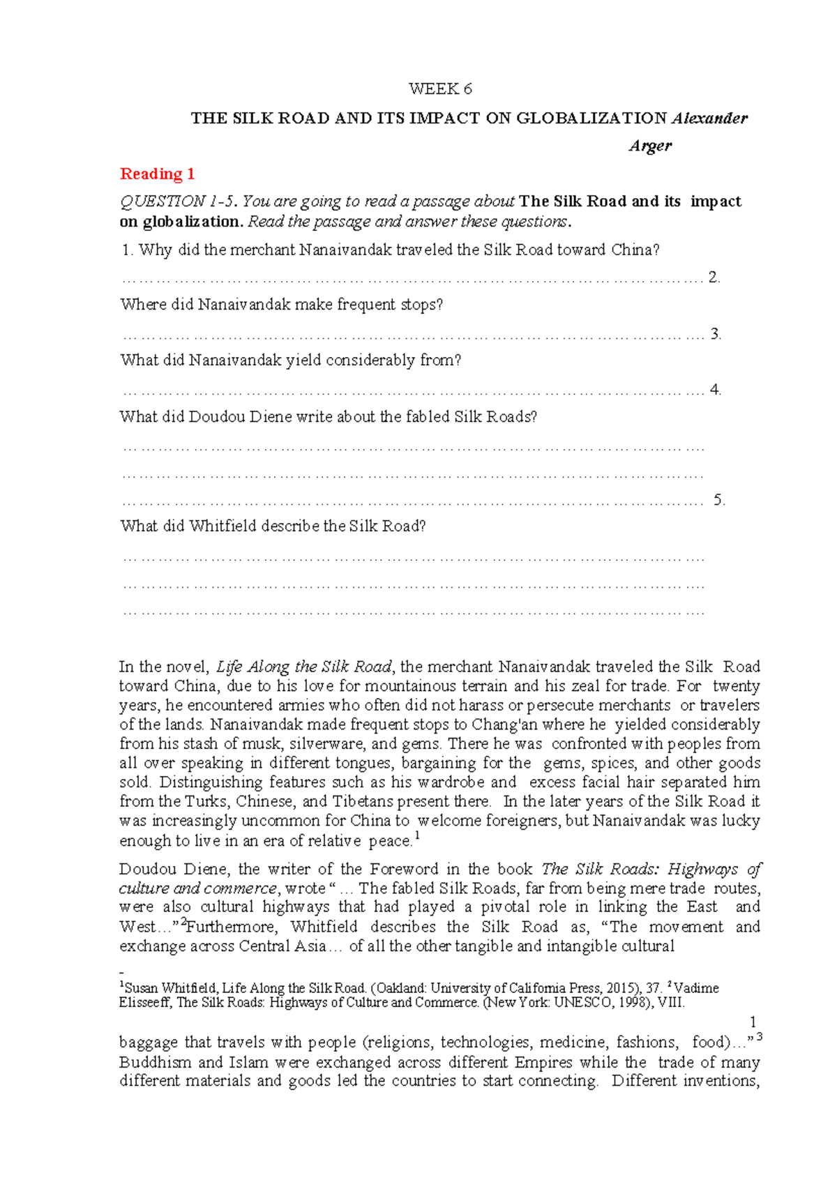 week 6 han dynasty 123 - WEEK 6 THE SILK ROAD AND ITS IMPACT ON ...