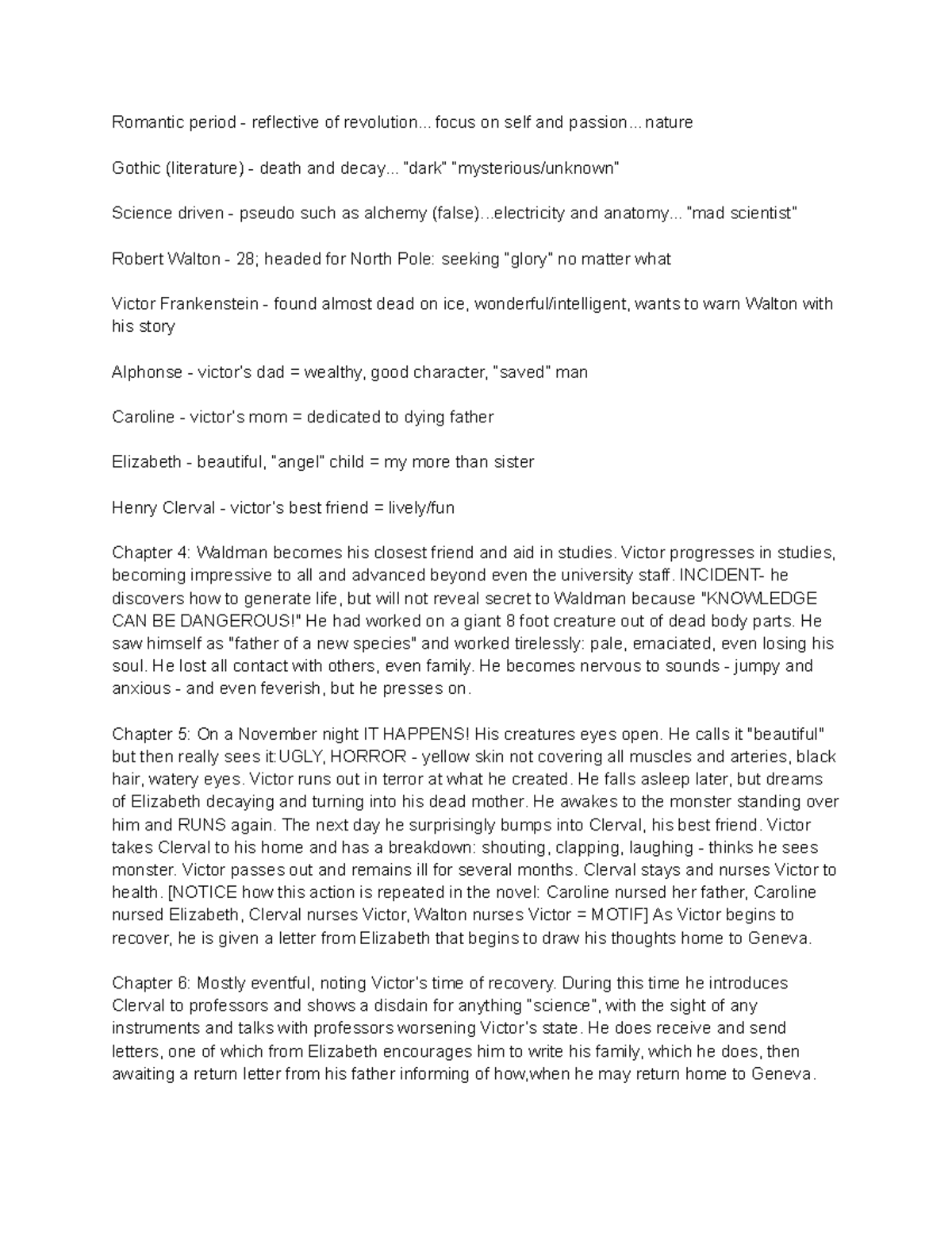 Notes on Frankenstein - Romantic period - reflective of revolution.. on ...