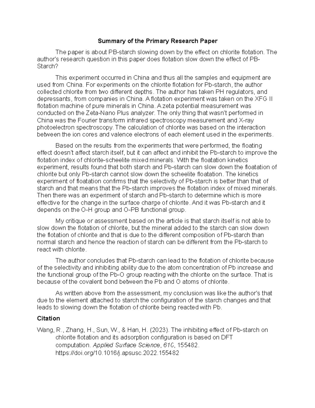 BYS 121 - Research Paper Summary - Summary of the Primary Research ...