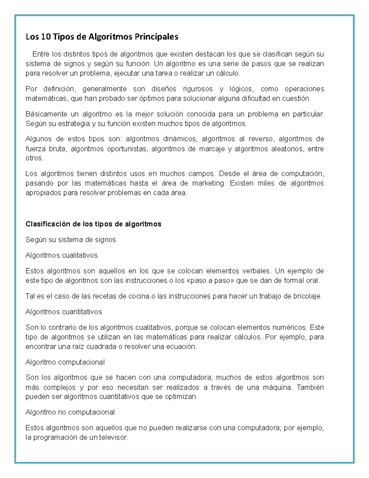 Tipos de algoritmos en informatica - Los 10 Tipos de Algoritmos ...