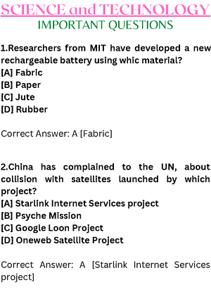 Science and Technology 4 - SCIENCE and TECHNOLOGY IMPORTANT QUESTIONS 1 ...
