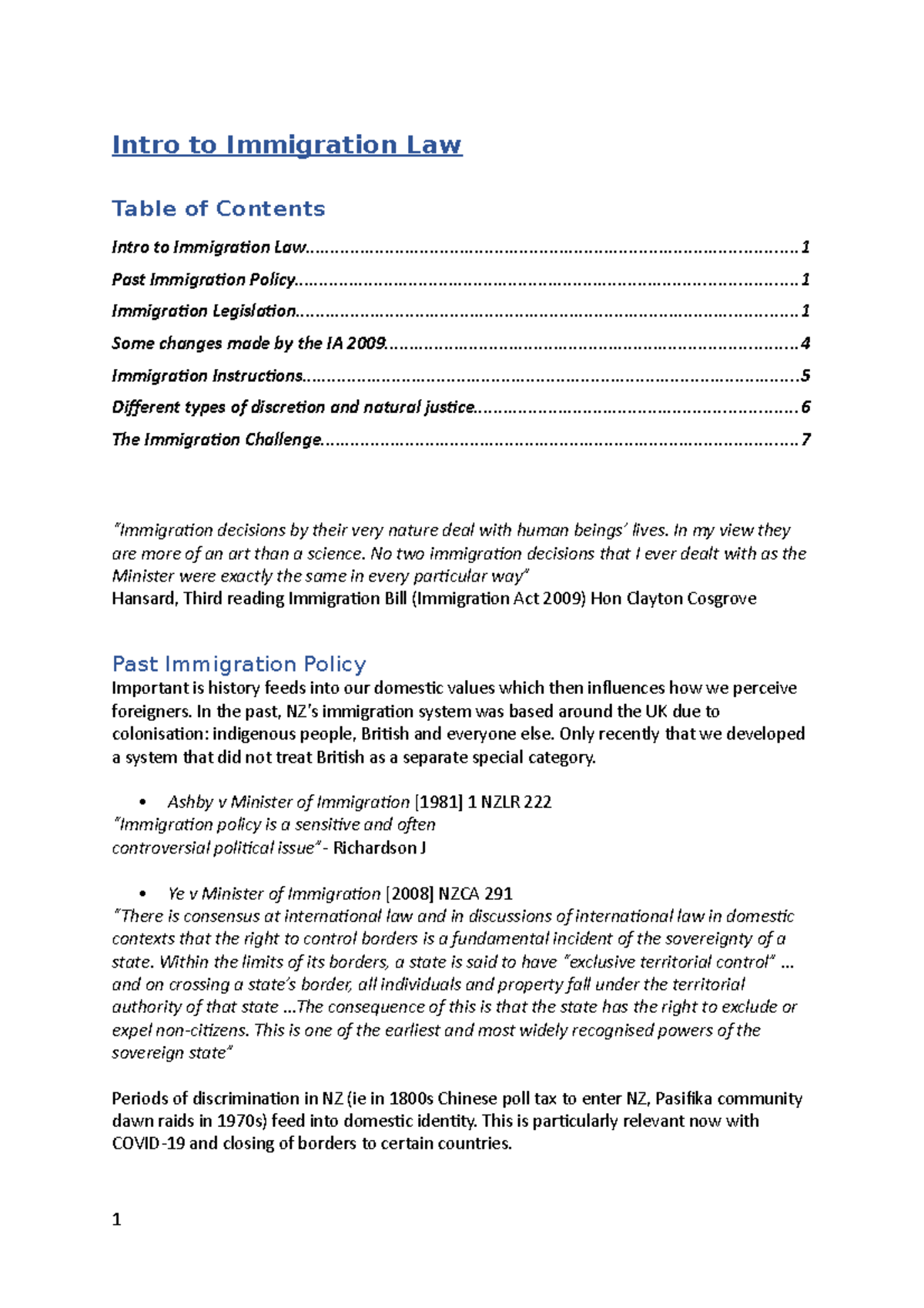 Intro to Immigration Law - Intro to Immigration Law Table of Contents ...