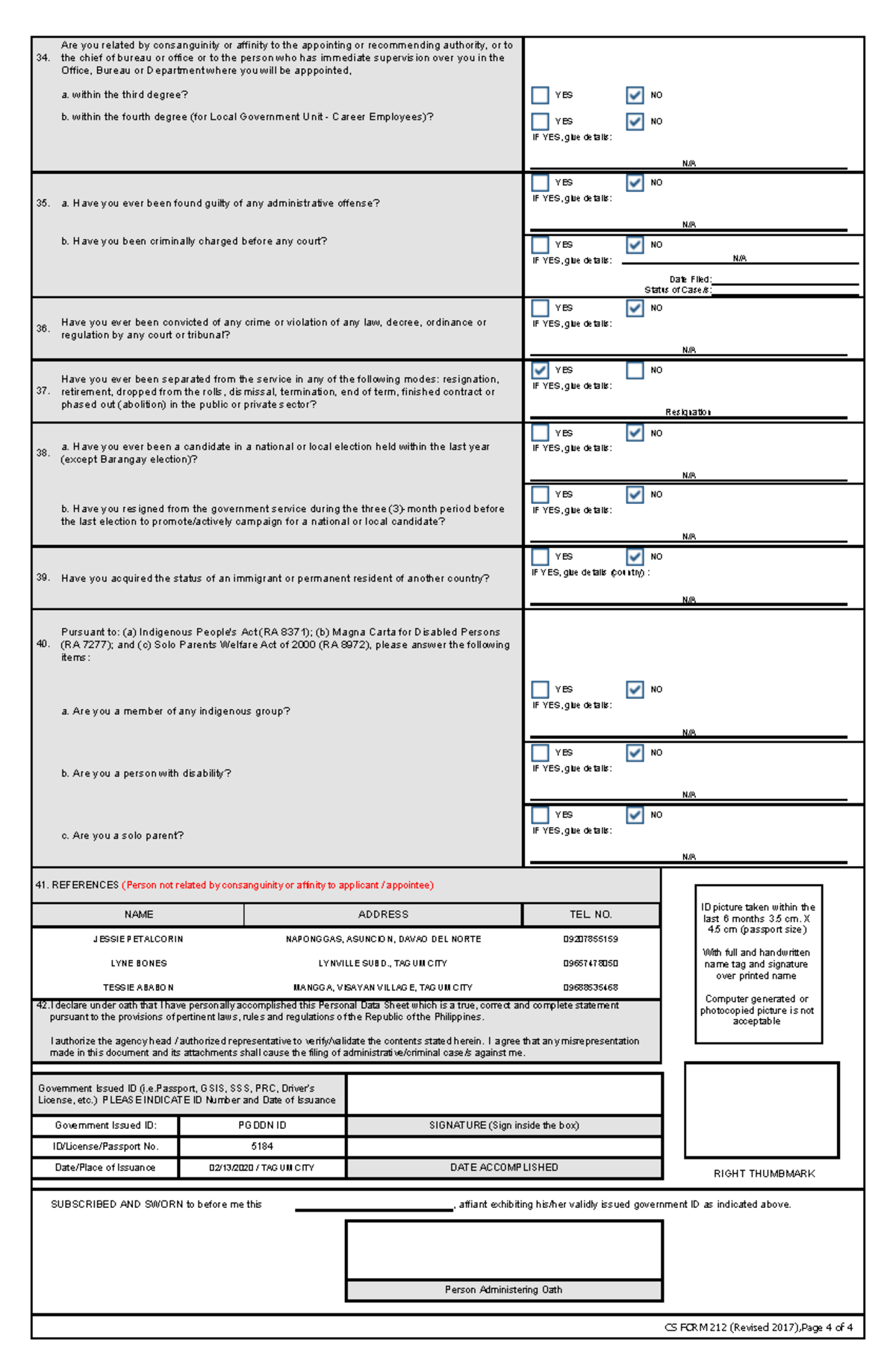 Page4 - asdasdasd - 34. Are you related by consanguinity or affinity to ...