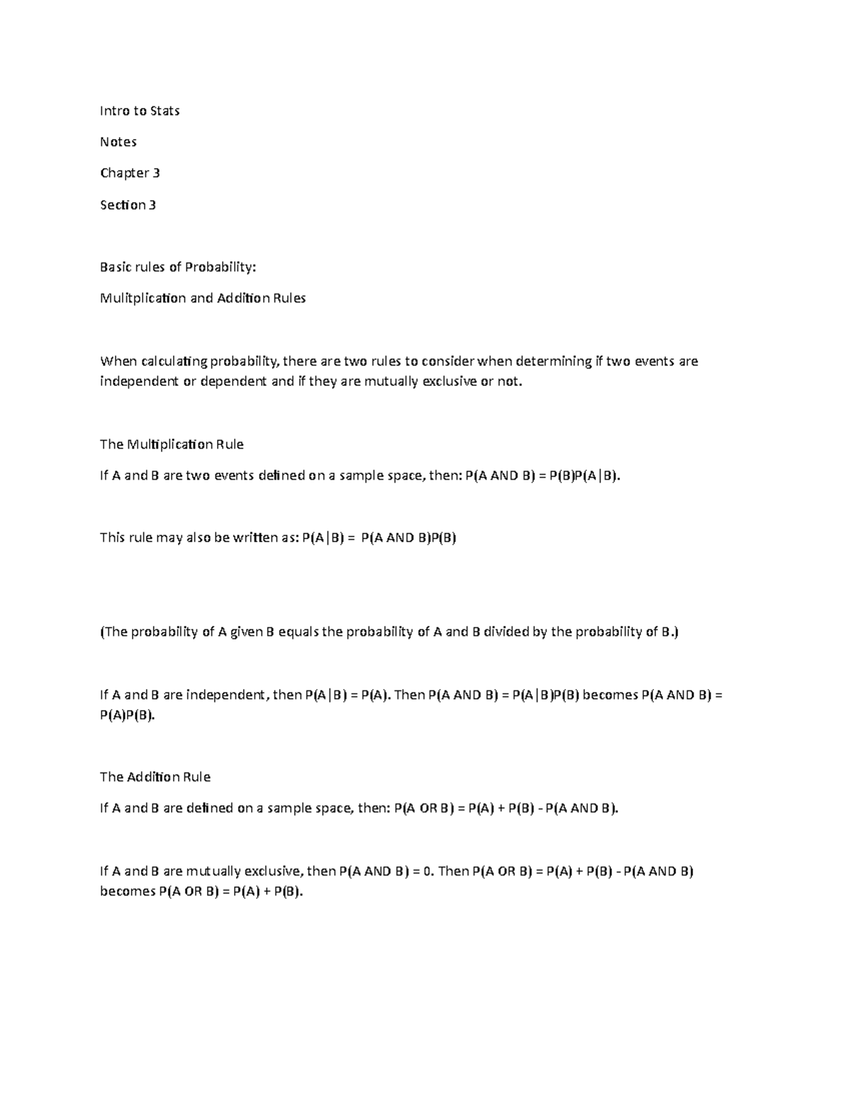 Basic rules of Probability Addition and Multiplication - Intro to ...