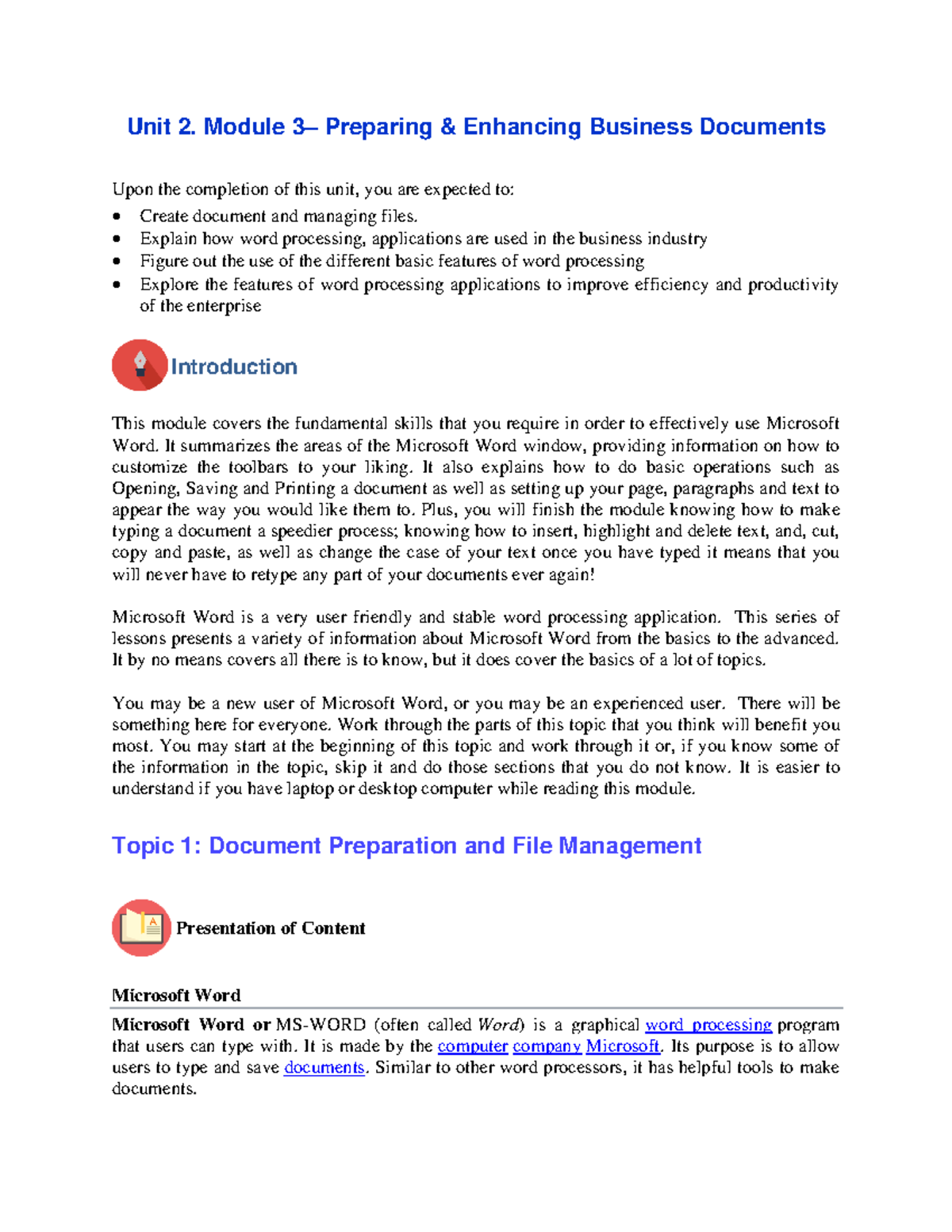 Topic 3. Document Preparation and File Management - Presentation of ...