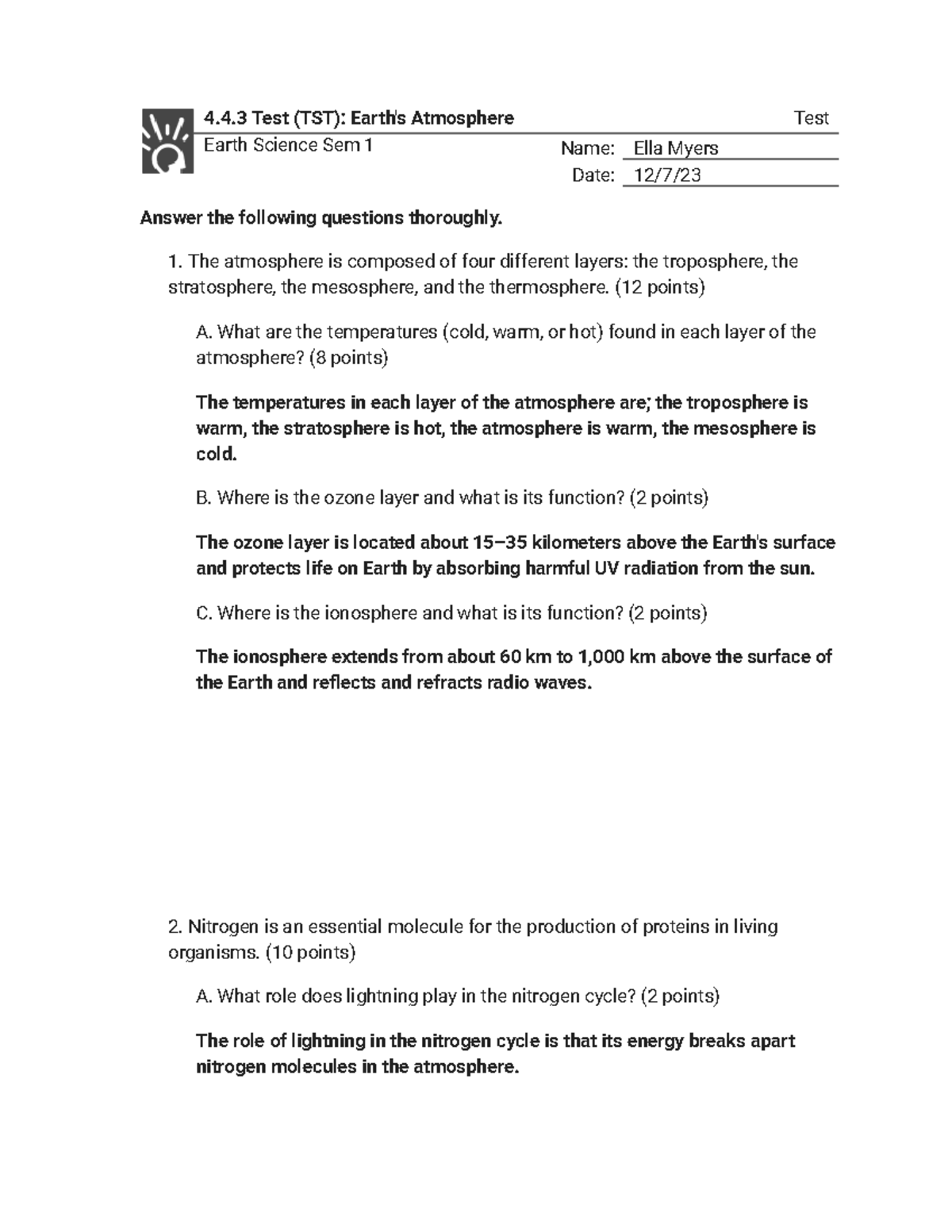 4.4.3 Test (TST) - Earth's Atmosphere (Test) - 4.4 Test (TST): Earth's ...