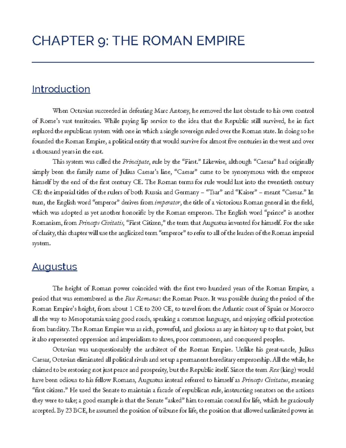 Chapter 09 The Roman Empire Western Civilization A Concise History ...