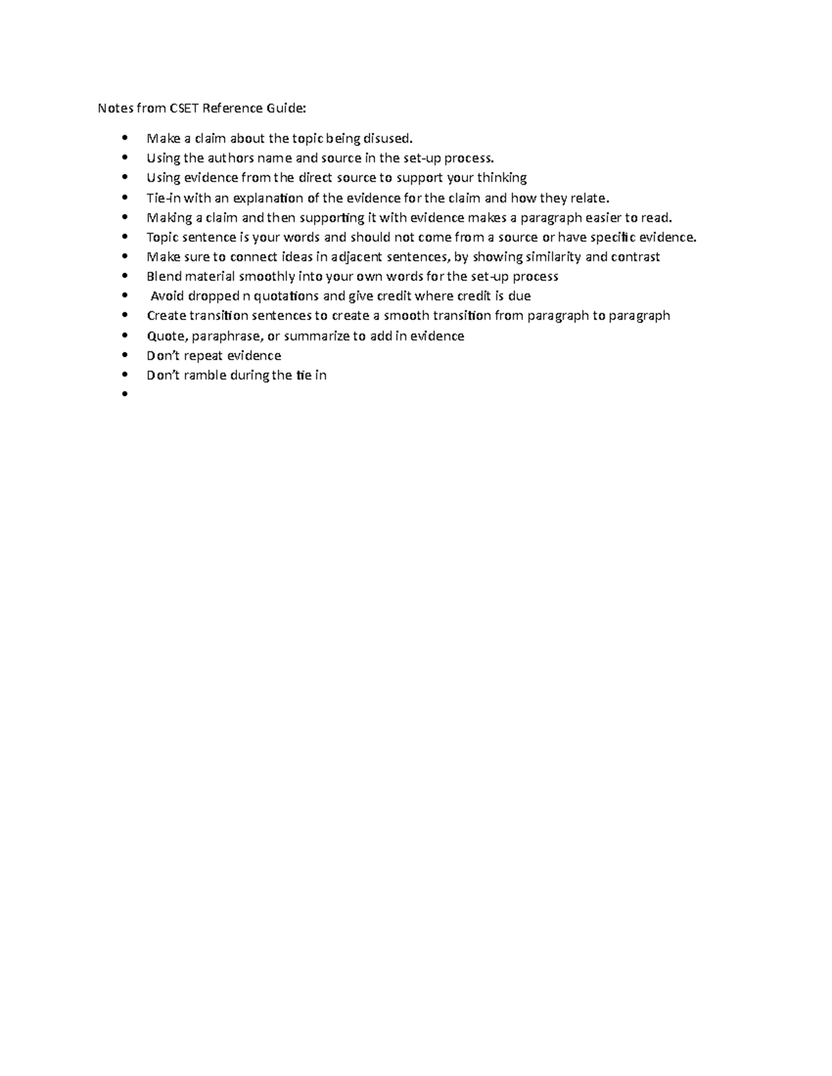 Notes from CSET Reference Guide - Using the authors name and source in ...