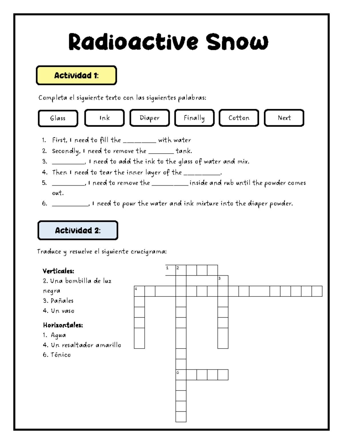 Radioactive Snow - Actividad de experimento - Completa el siguiente ...