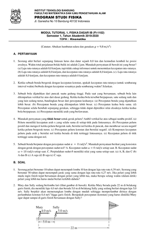 SOAL Modul 2 Fidas 1B 2019-2020 - INSTITUT TEKNOLOGI BANDUNG FAKULTAS MATEMATIKA DAN ILMU - Studocu