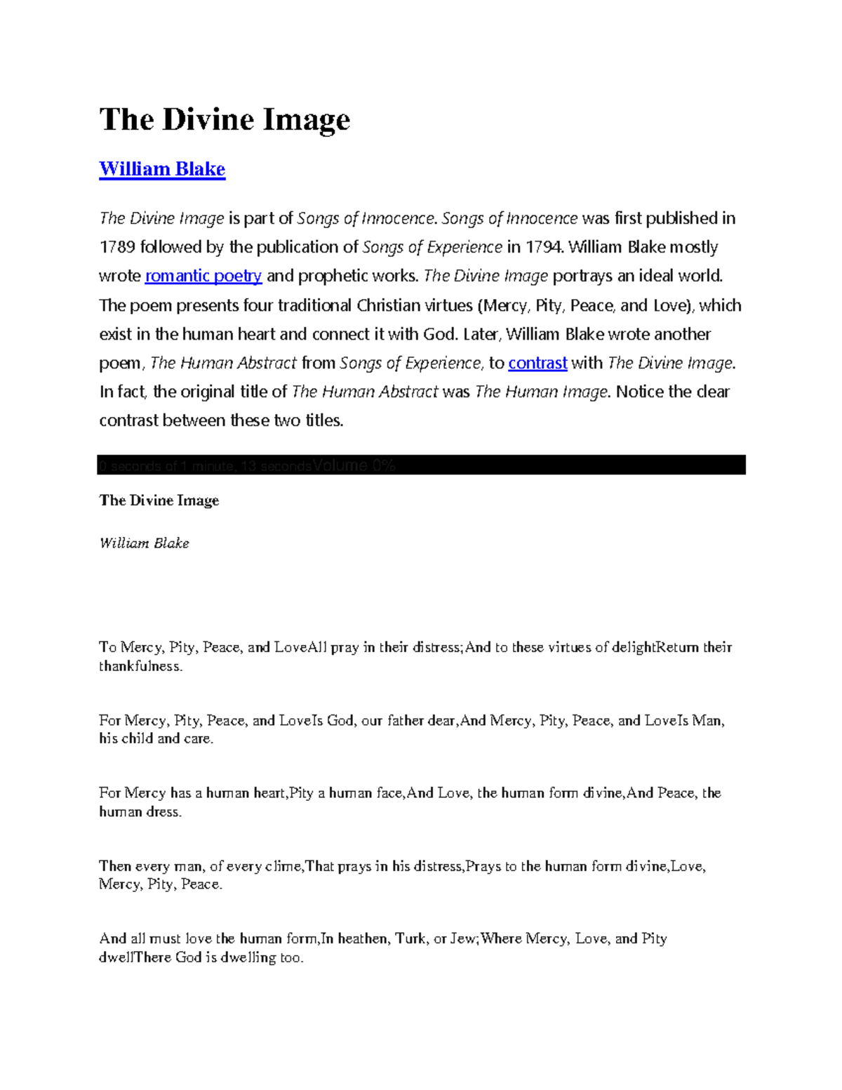 The Divine Image - The Divine Image William Blake The Divine Image is ...