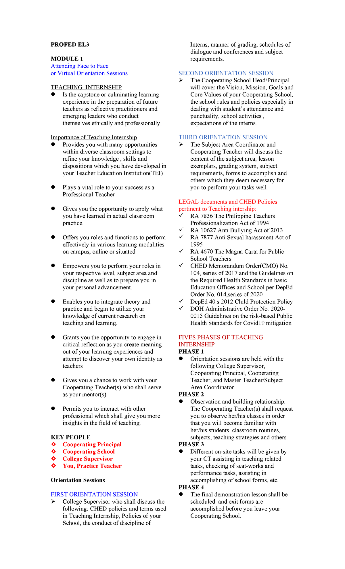 Profed-EL3- Reviewer - Hope it can hrlp - PROFED EL MODULE 1 Attending ...