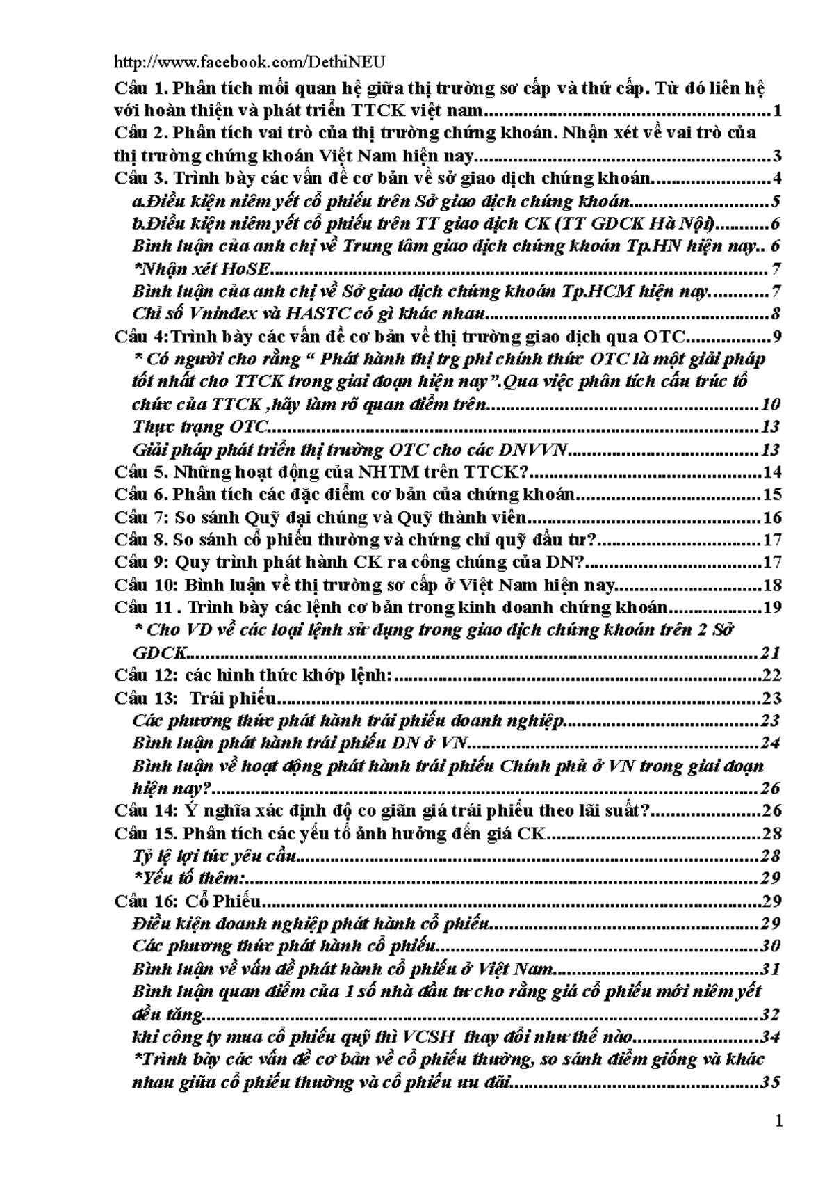 24 cau hoi on tap thi truong chung khoan - co loi giai - Câu 1. Phân tích mối quan hệ giữa thị ...