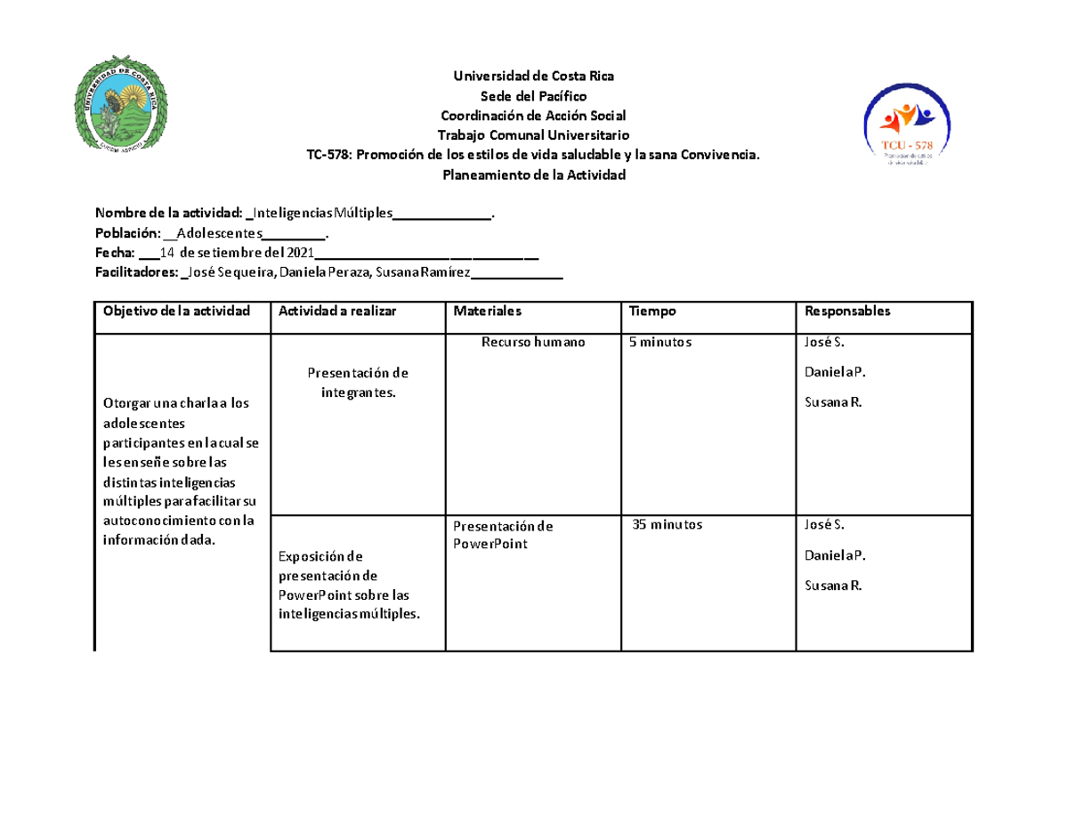 Machote Planeamiento - Naaa - Universidad de Costa Rica Sede del ...