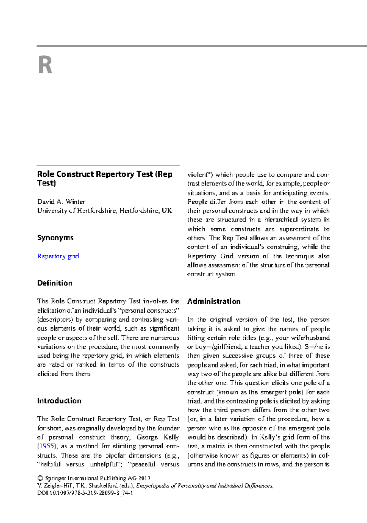 Role Construct Repertory Test (REP Test) - R Role Construct Repertory ...