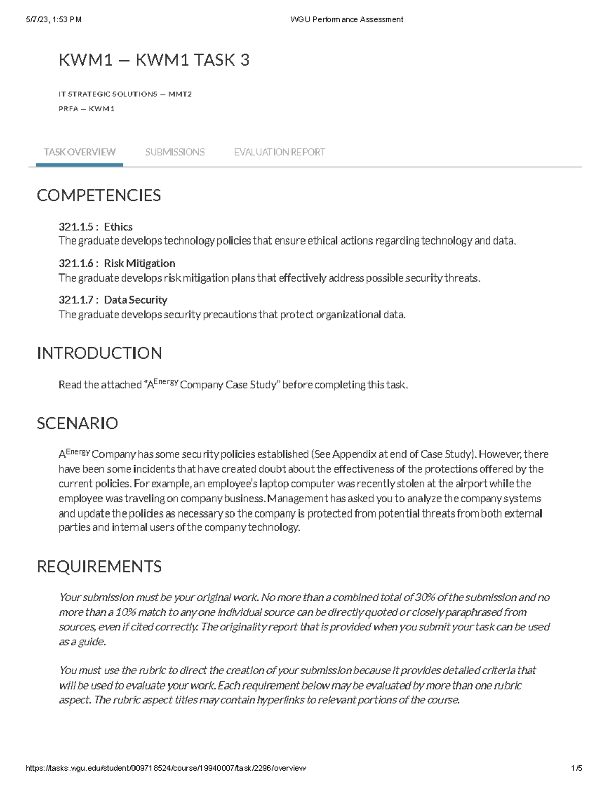 KWM1 - KWM1 Task3 - assignment - MMT2 - WGU - Studocu