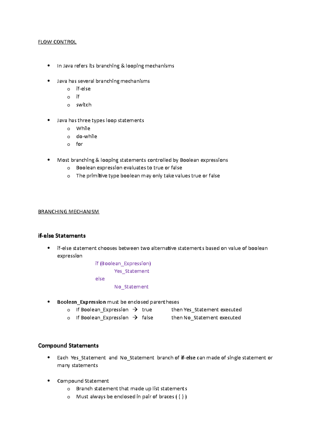 2. Intro to Java 2 - CSC1015F UCT - FLOW CONTROL In Java refers its branching & looping - Studocu