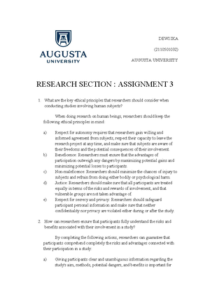Research Section (Research design) - DEWI IKA (2110501032) AUGUSTA ...