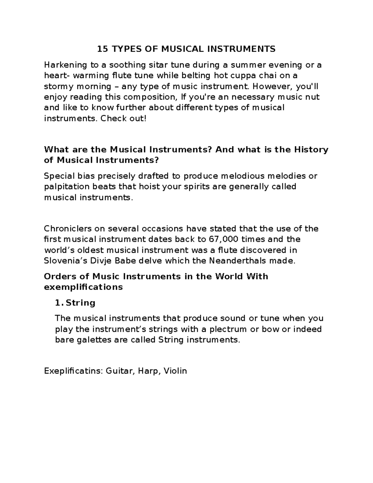 15 Types OF Musical Instruments - 15 TYPES OF MUSICAL INSTRUMENTS ...