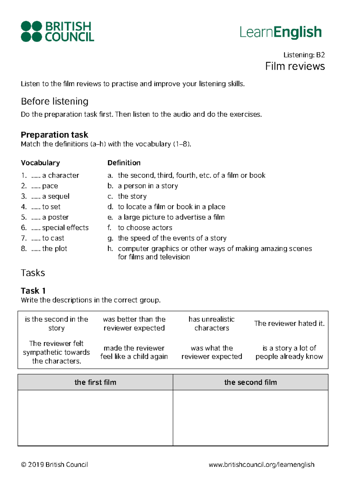 Learn English Listening B2 Film reviews - Listening: B Film reviews ...