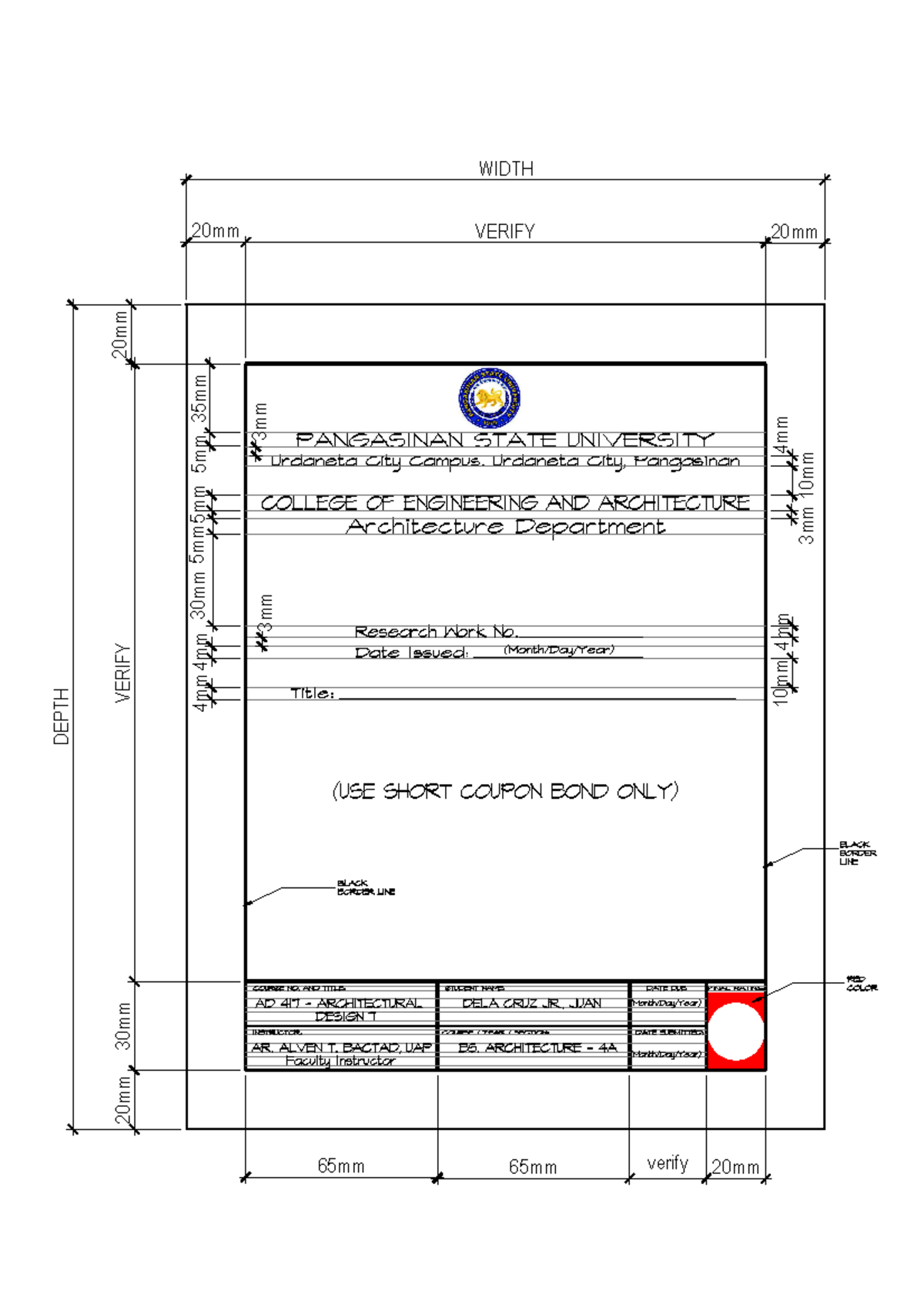Standard Cover PAGE FOR RSW - BS Architecture - 20mm VERIFY VERIFY 20mm ...