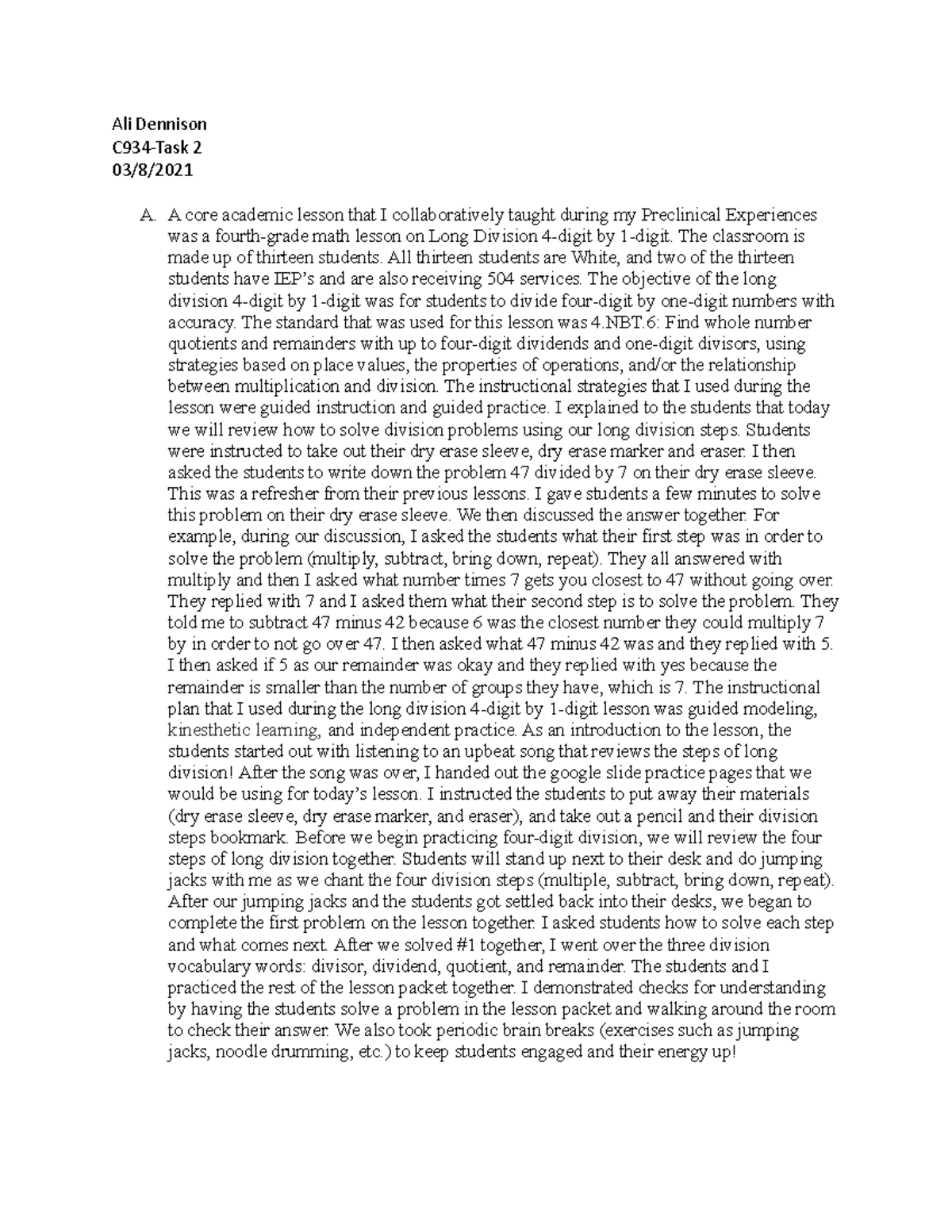 PCE task 2 - This is an overview of what I wrote for task 2 - Ali ...