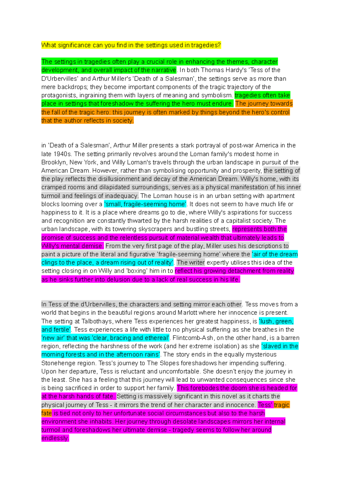 Settings in DOAS + TOTD (1/2 essay) - What significance can you find in ...