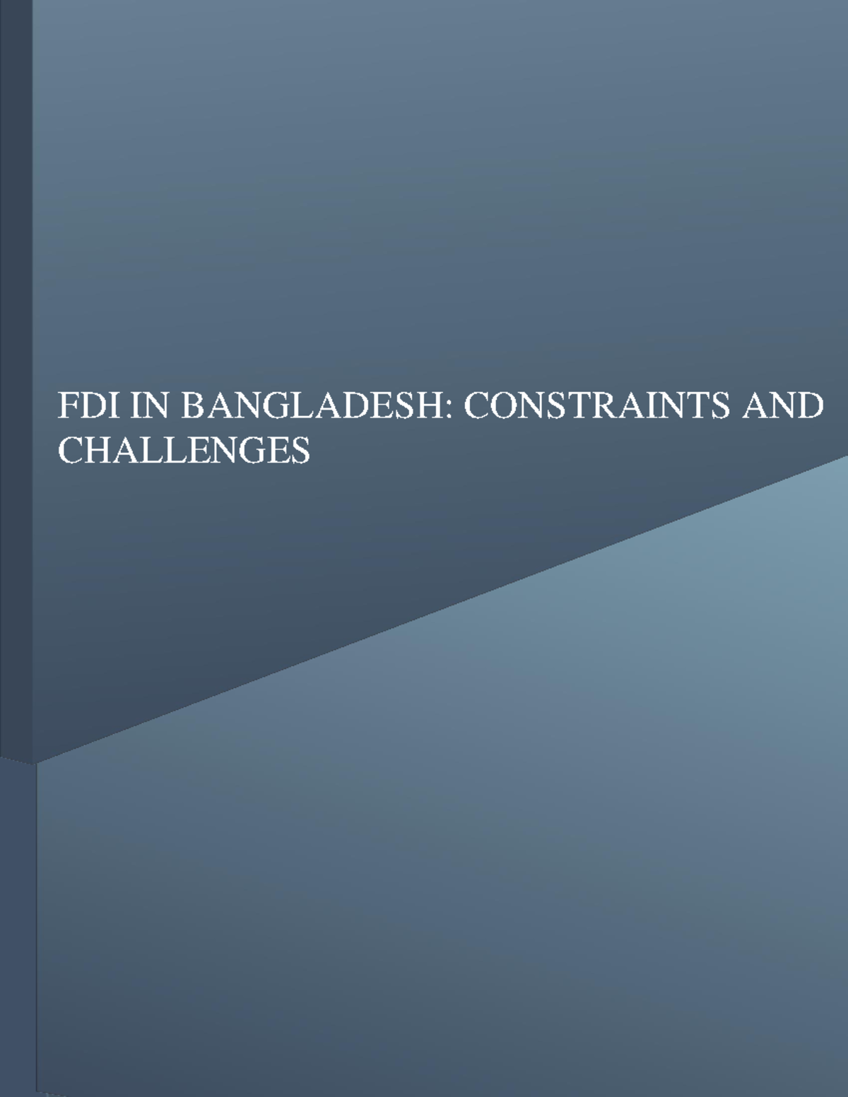 FDI in Bangladesh: Constraints and Challenges - FDI IN BANGLADESH ...