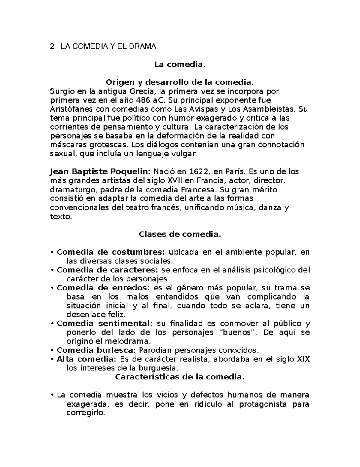 LA Comedia Y EL Drama - 2. LA COMEDIA Y EL DRAMA La comedia. Origen y ...