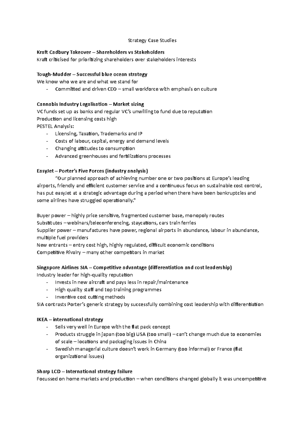 Strategy Case Studies for the Module Coursework - Strategy Case Studies ...