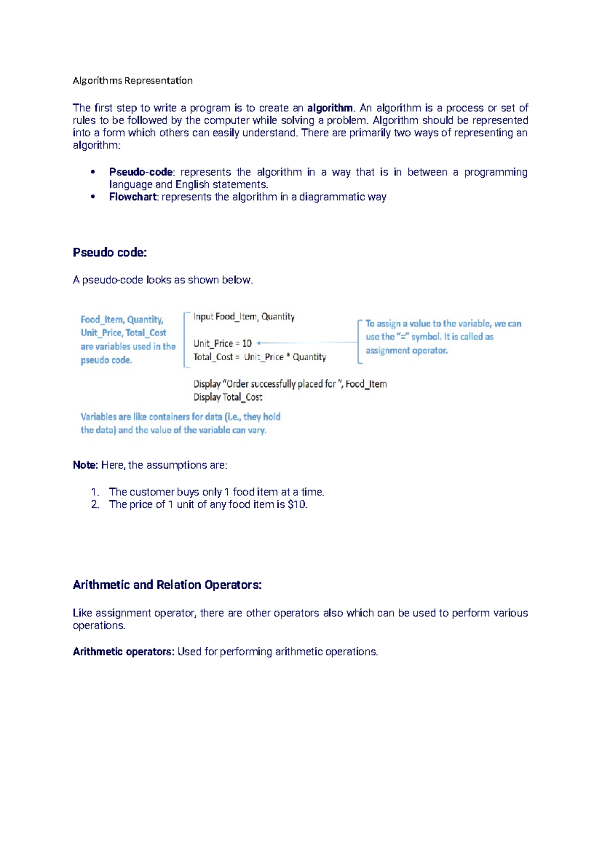Algorithms Representation - An algorithm is a process or set of rules ...