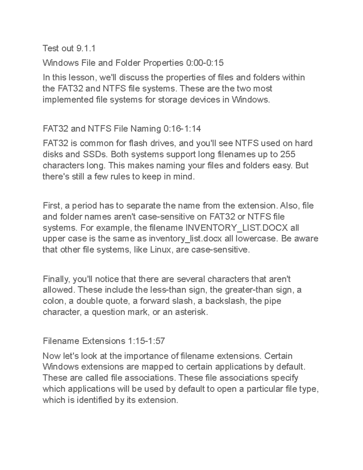 9.1.1 Windows File and Folder Properties - Test out 9. Windows File and ...