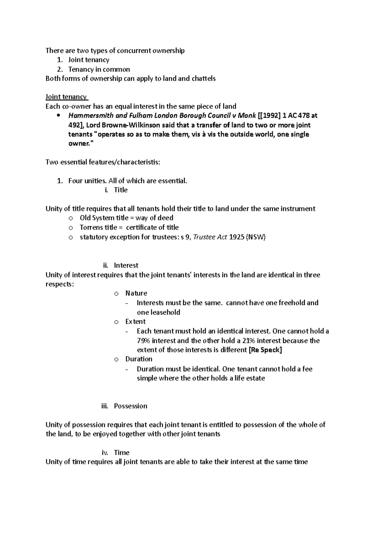 Concurrent Ownership summary - There are two types of concurrent ...