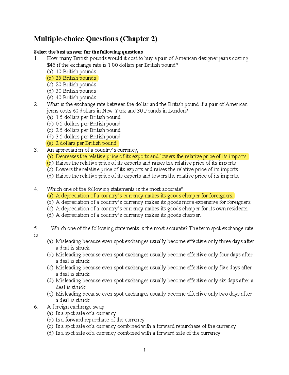 Chapter 2 MCQ - Bài tập thanh toán quốc tế trắc nghiệm - 1 Multiple ...