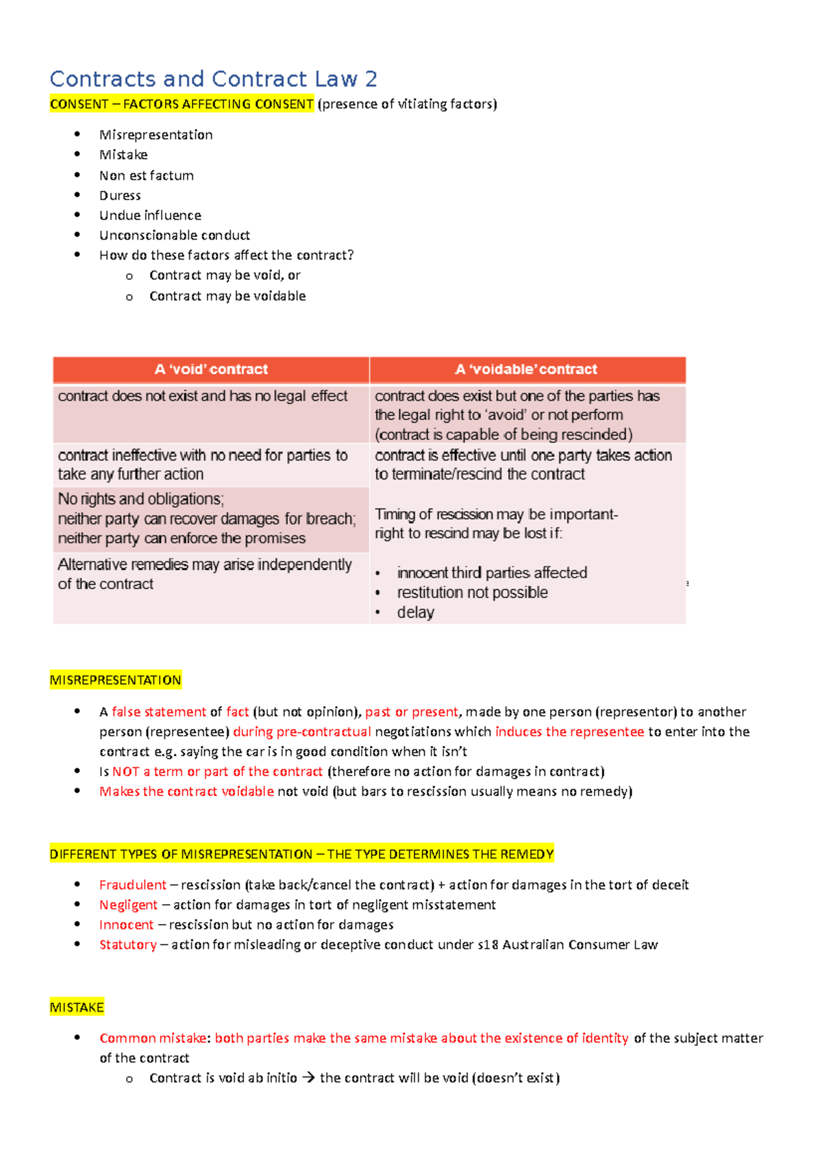 6. Contracts and Contract Law 2 - saying the car is in good condition ...