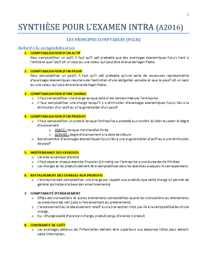 Feuille de révision compta intra - Feuille Les principes comptables ...