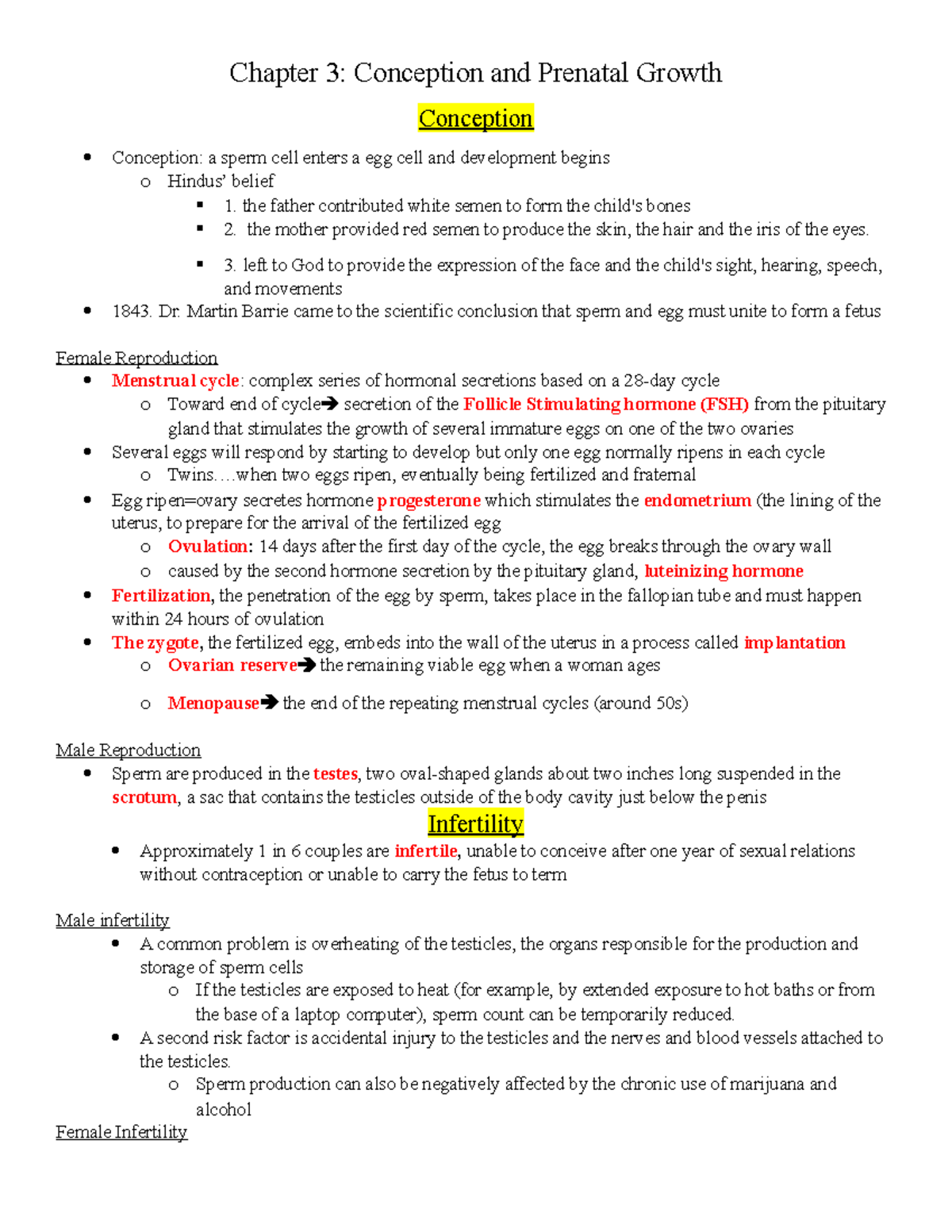 Chapter 3 Reading Notes - Chapter 3: Conception and Prenatal Growth ...
