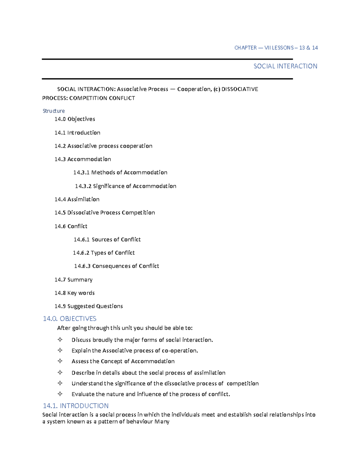 Social Interaction CH 12 - CHAPTER — VII LESSONS – 13 & 14 SOCIAL ...