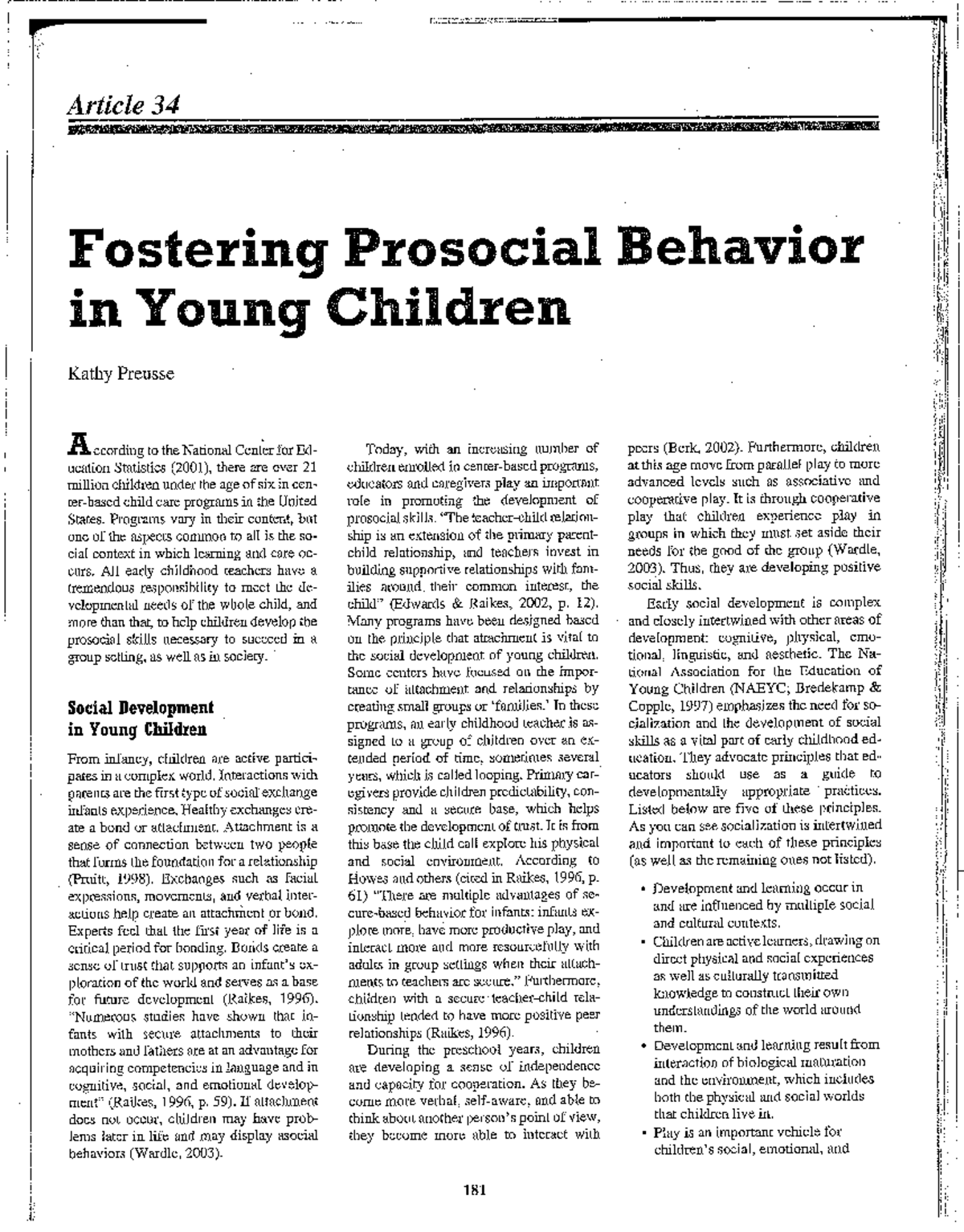 Fostering prosocial behavior in young children - EDEC 2600 - UVU - Studocu