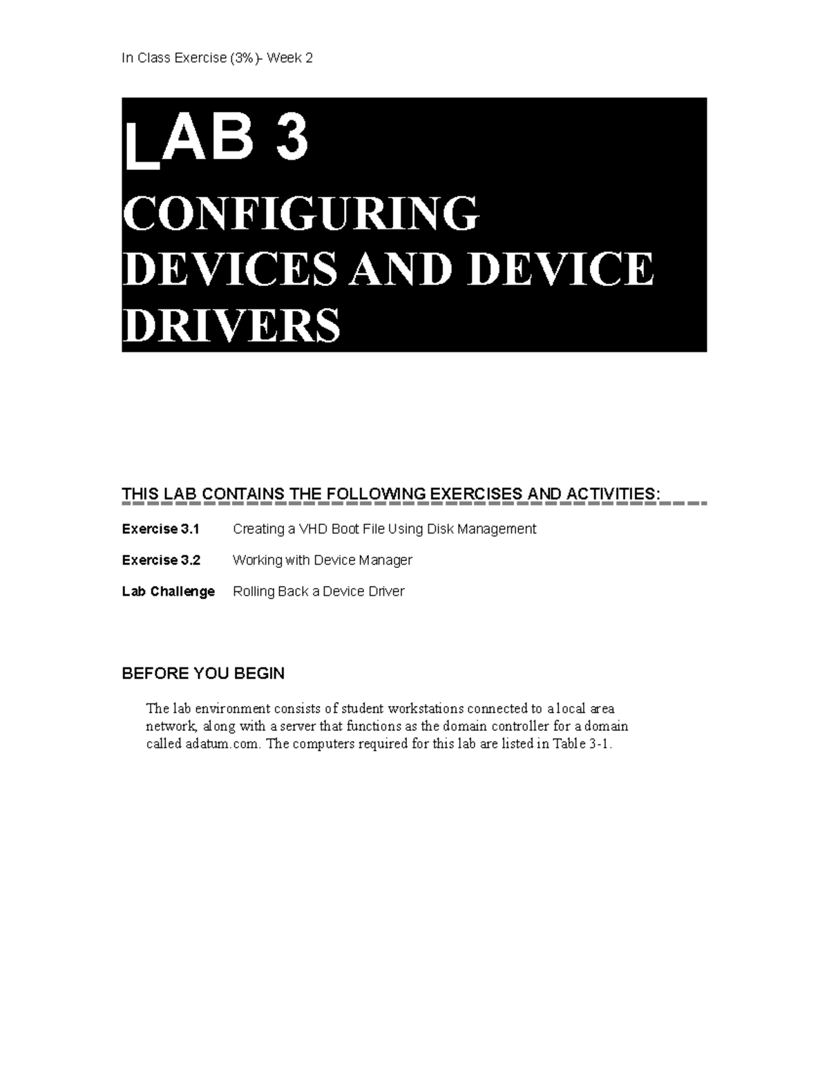Lab03 worksheet LM - Fff - LAB 3 CONFIGURING DEVICES AND DEVICE DRIVERS ...