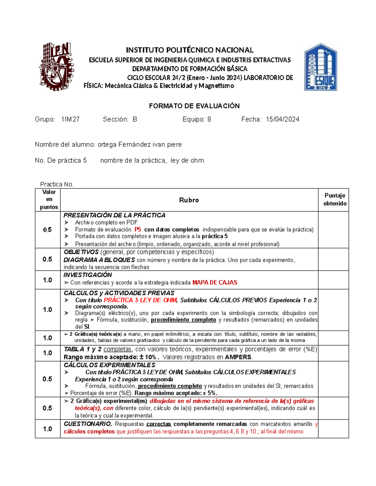 Formato de evaluacion - Bzbzbz - INSTITUTO POLITÉCNICO NACIONAL ESCUELA ...
