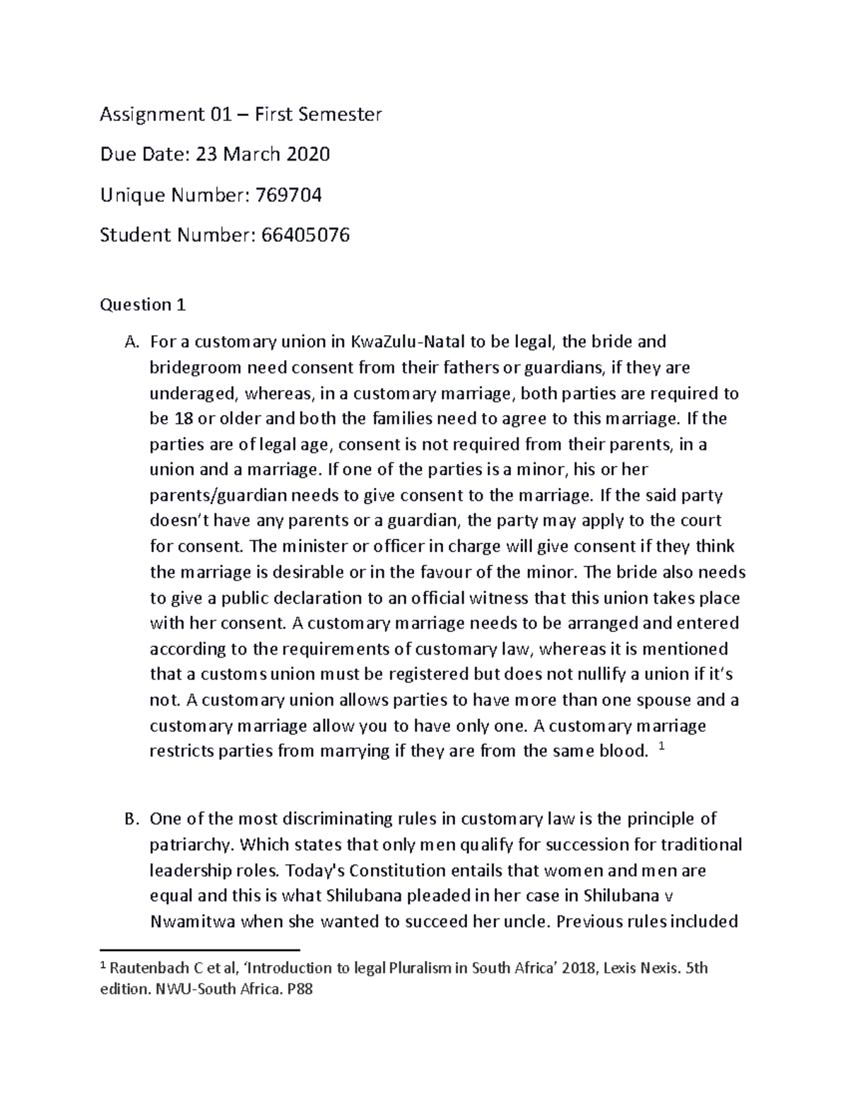 IND2601 ASSIGNMENT 1 - Assignment 01 – First Semester Due Date: 23 ...