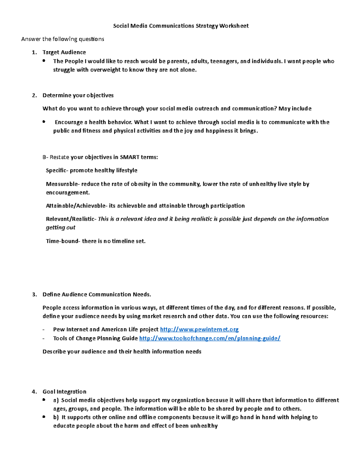 Social Media Communications Strategy Worksheet-2 (1) - Social Media ...