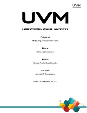 Act#6 Caso Practico - ACTIVIDAD 6. CASO PRACTICO CADENA DE SUMINISTRO VICTOR JAVIER BARRON ...