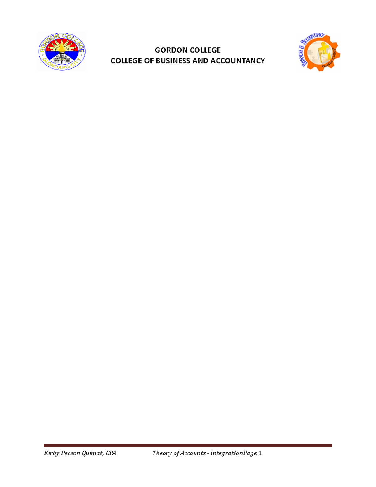 TOA (2) Key - Practice material - GORDON COLLEGE COLLEGE OF BUSINESS ...