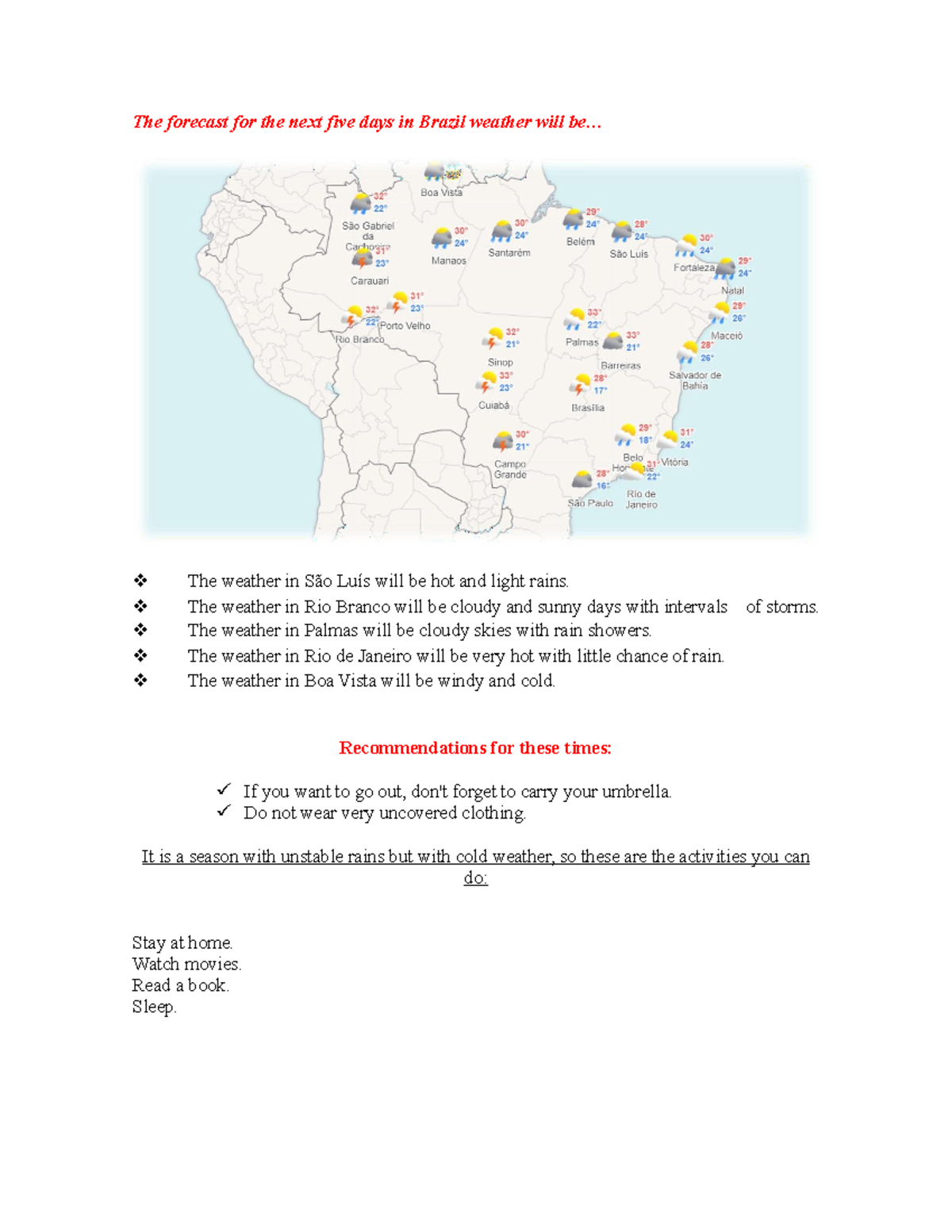 Brazil Weatherr - bueno - The forecast for the next five days in Brazil ...