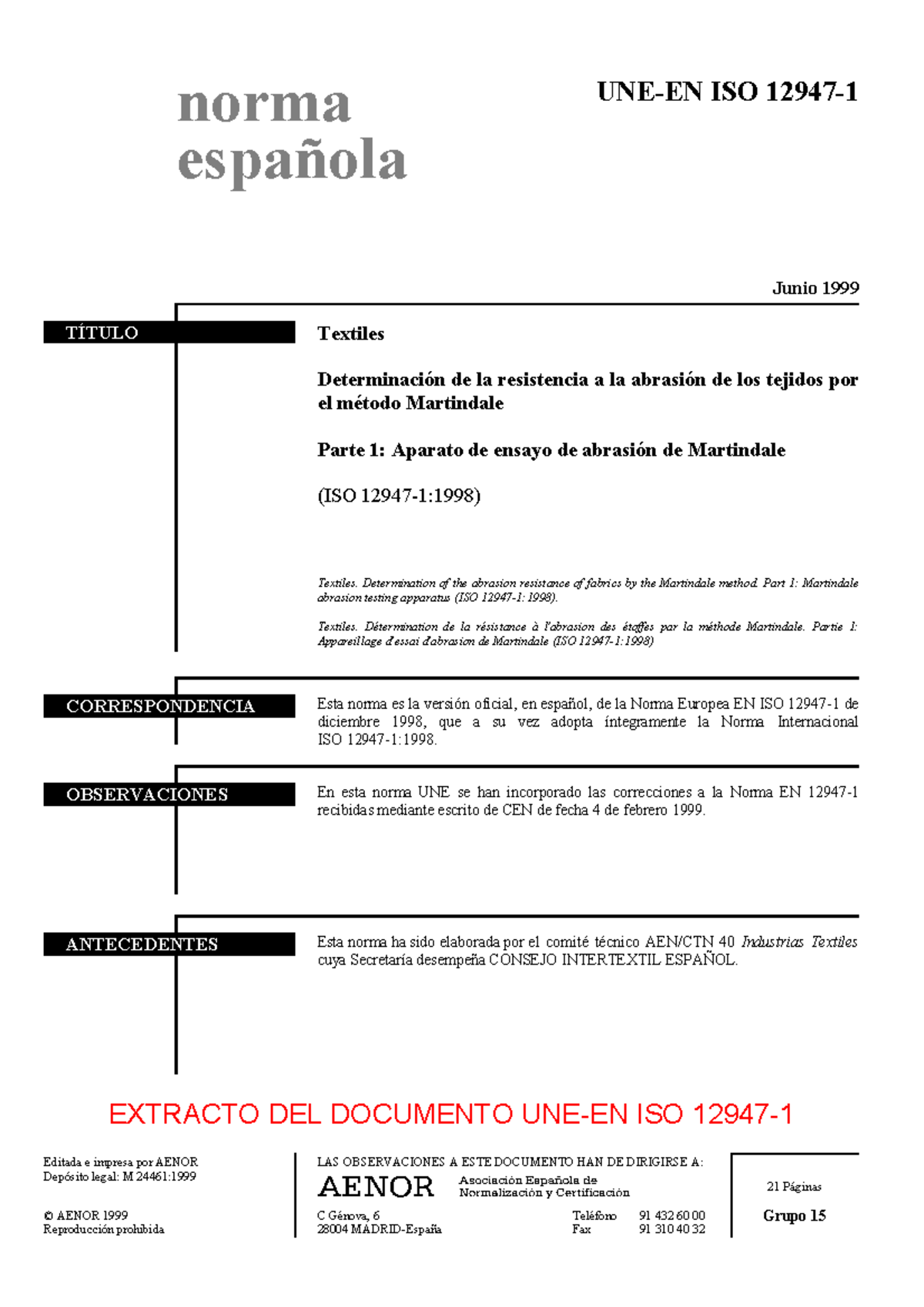(EX)UNE-EN ISO 12947-1=1999 - norma espaÒola UNE-EN ISO 12947- Junio ...
