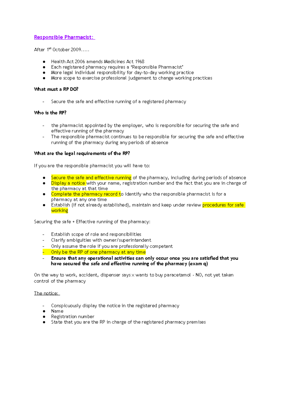 Responsible Pharmacist - Responsible Pharmacist: After 1st October 2009 ...