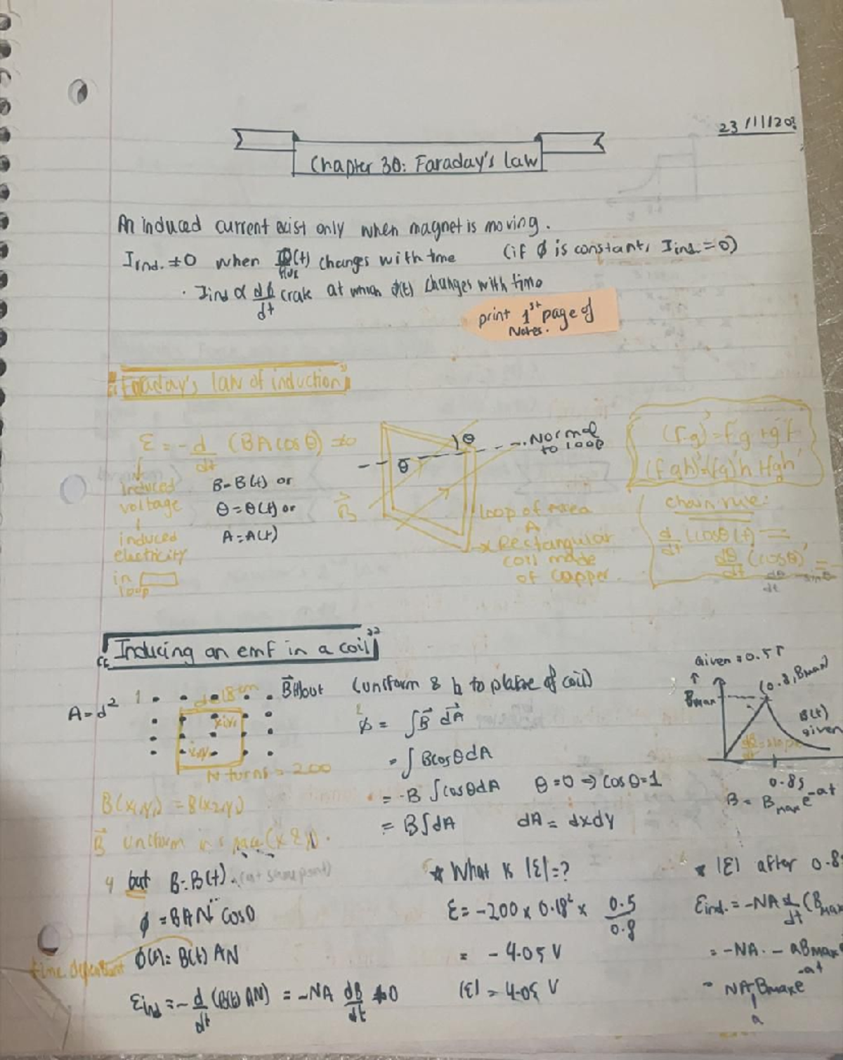 CHAPTER 30 FARADAY'S LAW - Physics 2 - Studocu